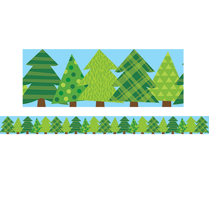 Creative Teaching Press Woodland Friends Patterned Pine Trees Border ...